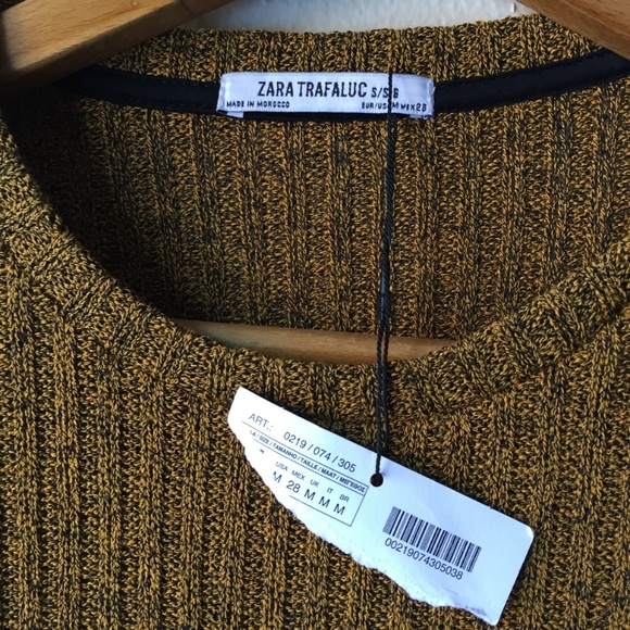 Zara | Tops | Zara Rustic Ribbed Tshirt In Mustard | Poshmark